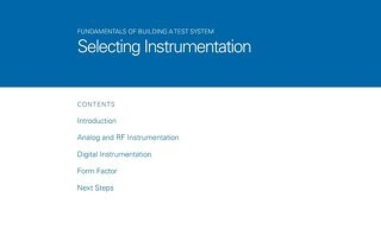 Fundamentals Of Building A Test System Selecting Instrumentation